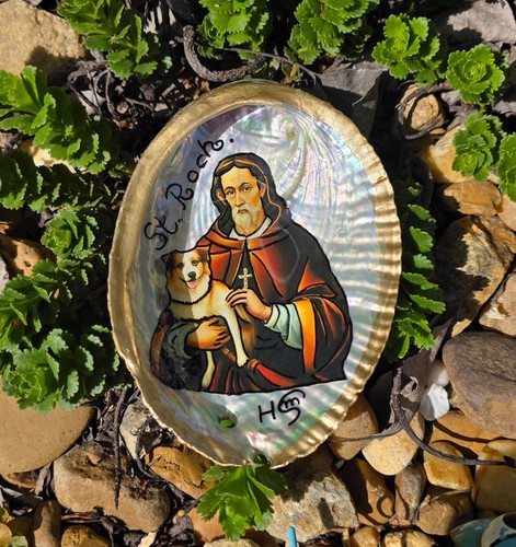 St. Roch Patron of Dogs Abalone Shell Art - Religious Artwork and Beach ...