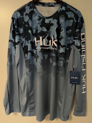 Huk Icon X KC Refraction Camo Fade Fishing Men's Shirt 50+ UPF Size XL ...