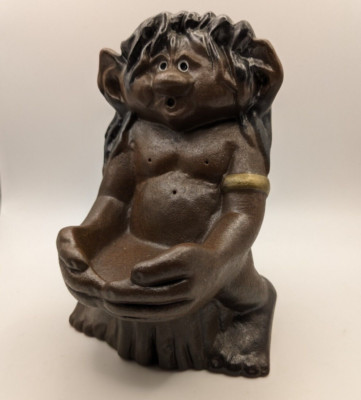 Vtg NITTSJO Sweden Pottery Brown Troll Figure CANDLE HOLDER 1970s 13092 ...