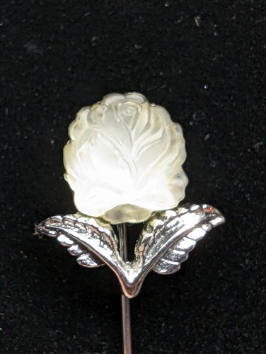 Vintage Whiting And Davis White lucite Camphor glass Rose flower Signed ...