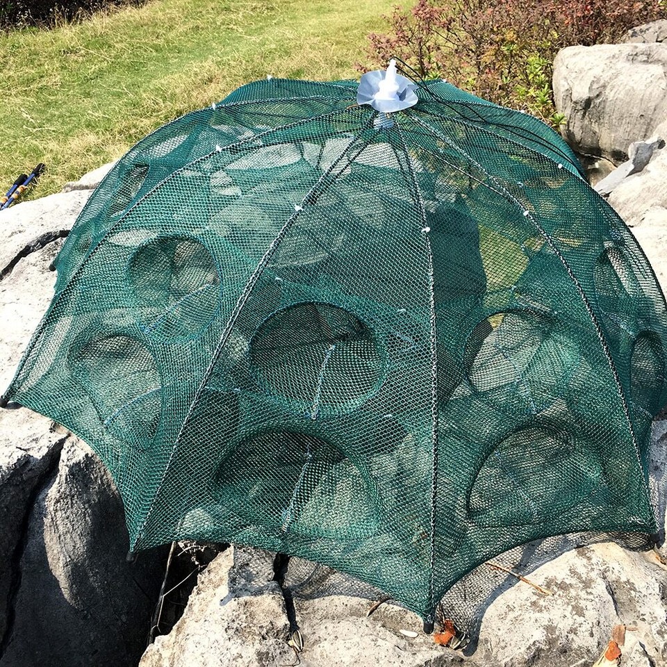 Folded Portable 4/6/8/10/12/16/20 Holes Automatic Fishing Shrimp Trap ...