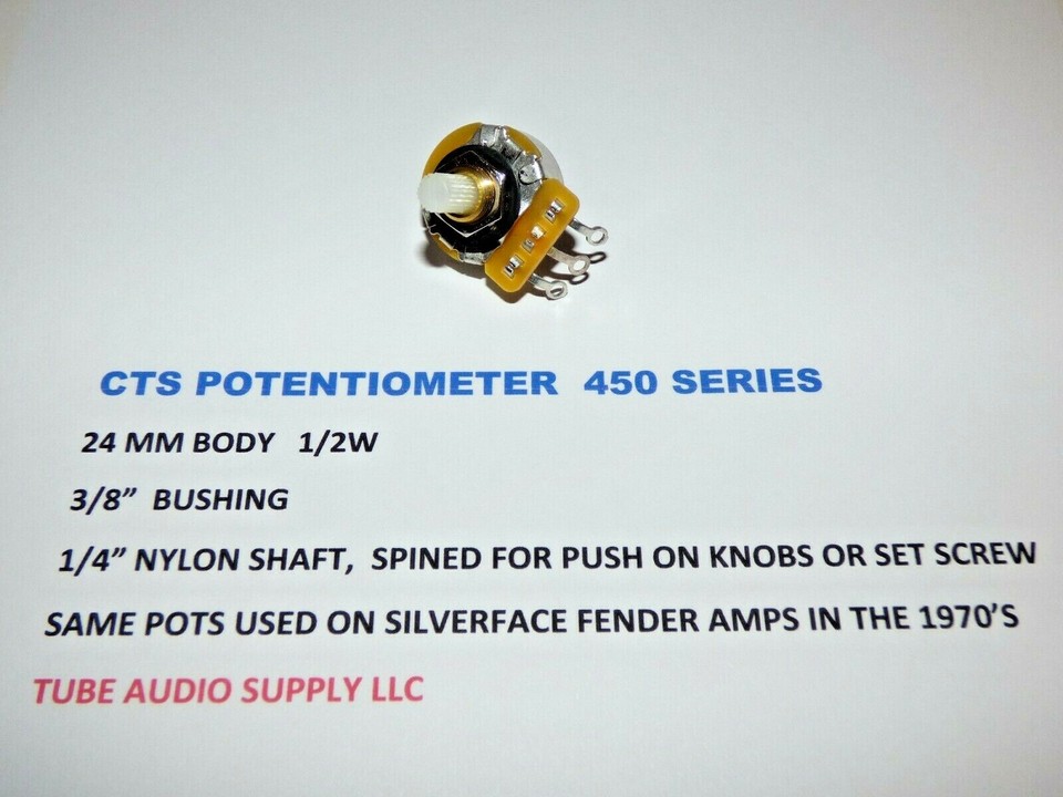 CTS AMP POTENTIOMETER, 1M AUDIO, NYLON SHAFT fits many Vintage amps ...