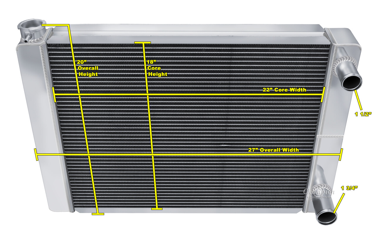 Reliable Champion 3 Row Dual Pass Universal Crossflow 22" Core Radiator ...