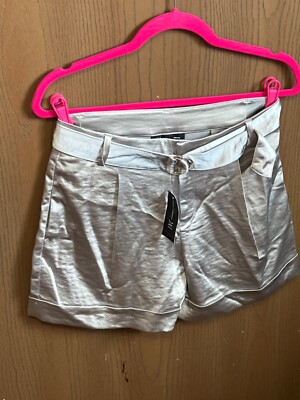 I•N•C International Concepts Platinum Volcano Pleated Shorts Metallic ...