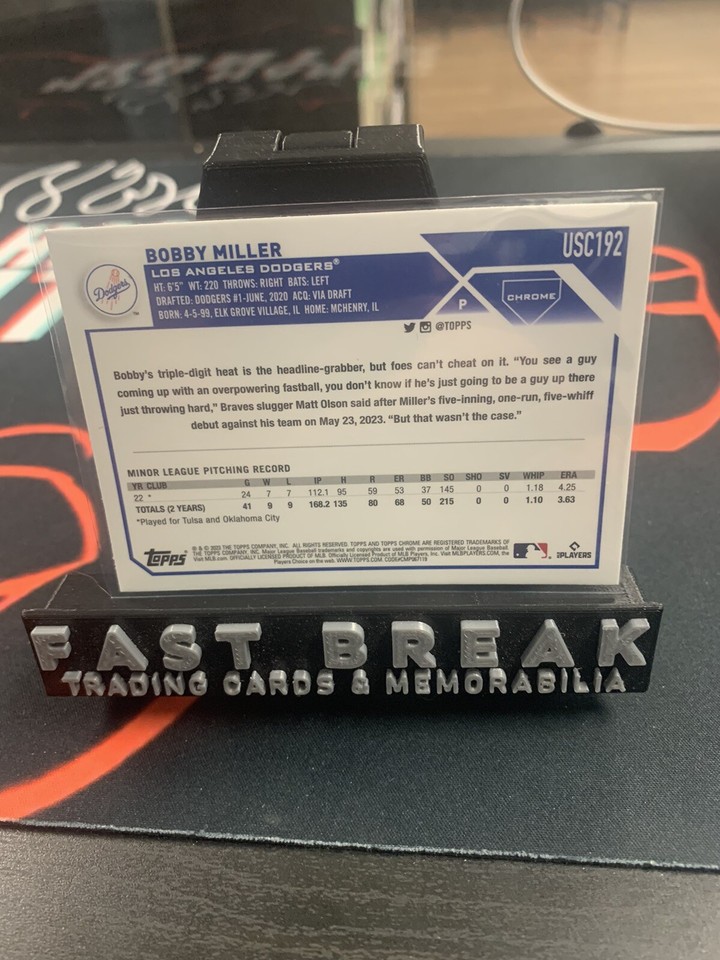 2023 Topps Chrome LOS ANGELES DODGERS BOBBY MILLER ROOKIE #USC192 | eBay