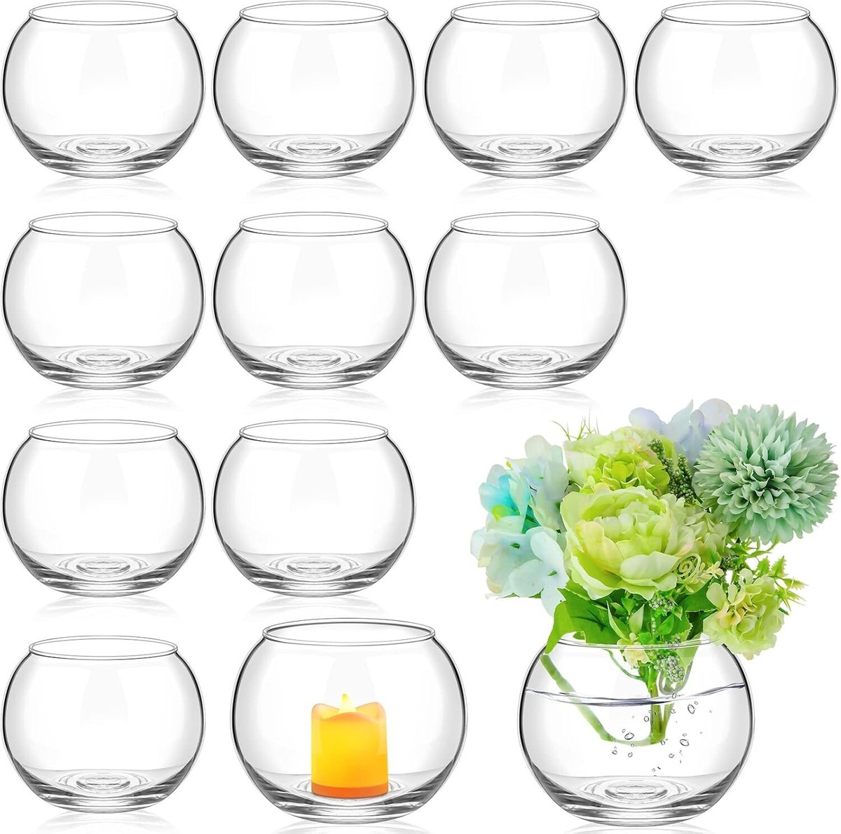 Round Glass Floral Bowls Large Round Glass Vase Fish Bowl