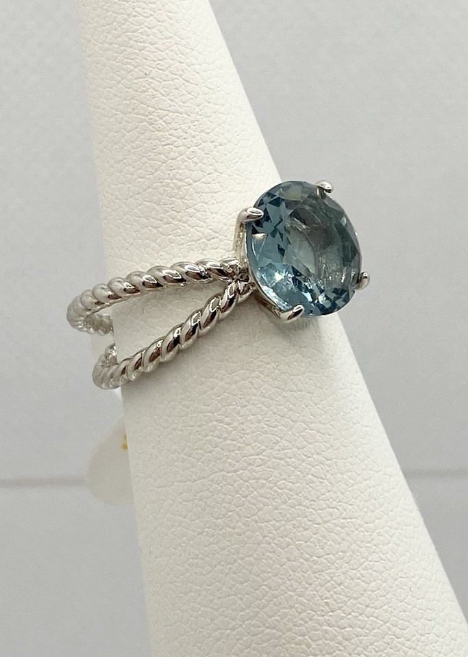 BP Bomb Party Beautiful Lab Created Smokey Blue Topaz Size 7 Braid Ring ...