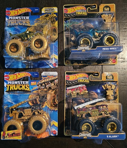 Hot Wheels Monster Trucks both Trophy Champions and Gold - Mega-Wrex ...