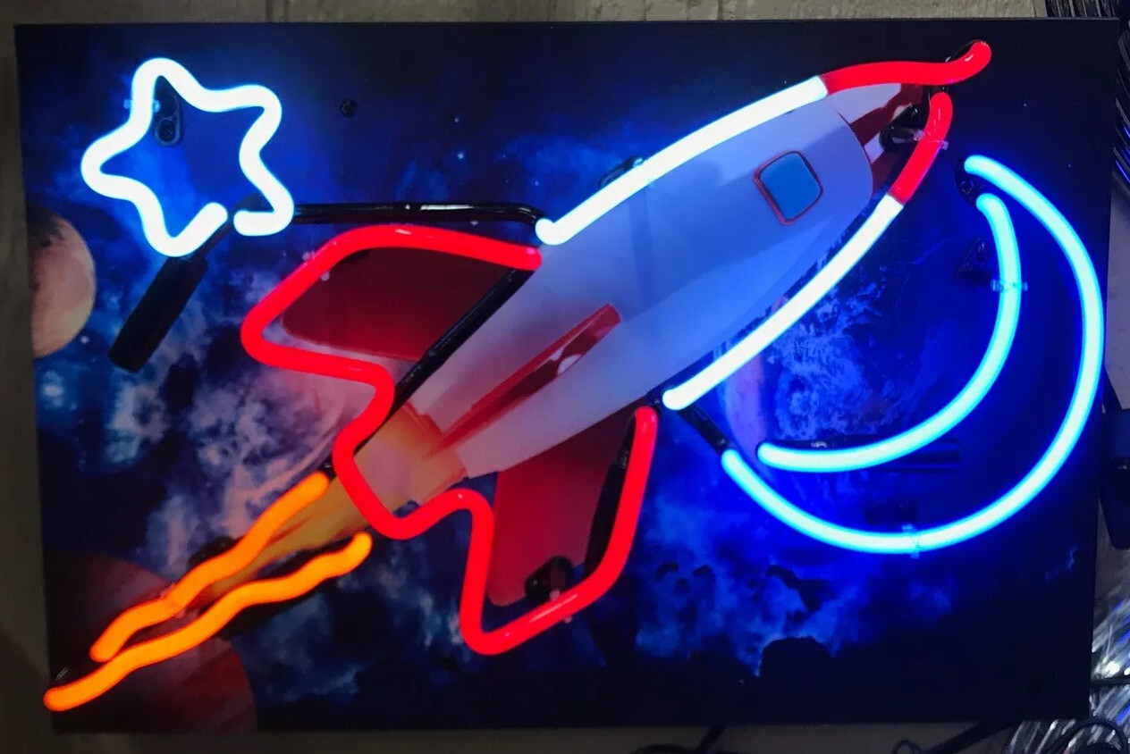 ROCKET NEON SIGN / ROCKET SIGN / NEON SIGNS/ MAN CAVE SIGN / GARAGE ...