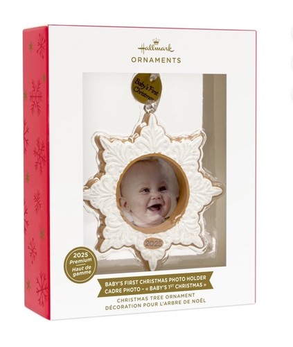 Hallmark Babys First Christmas 2025 Snowflake Photo Frame Ornament ...