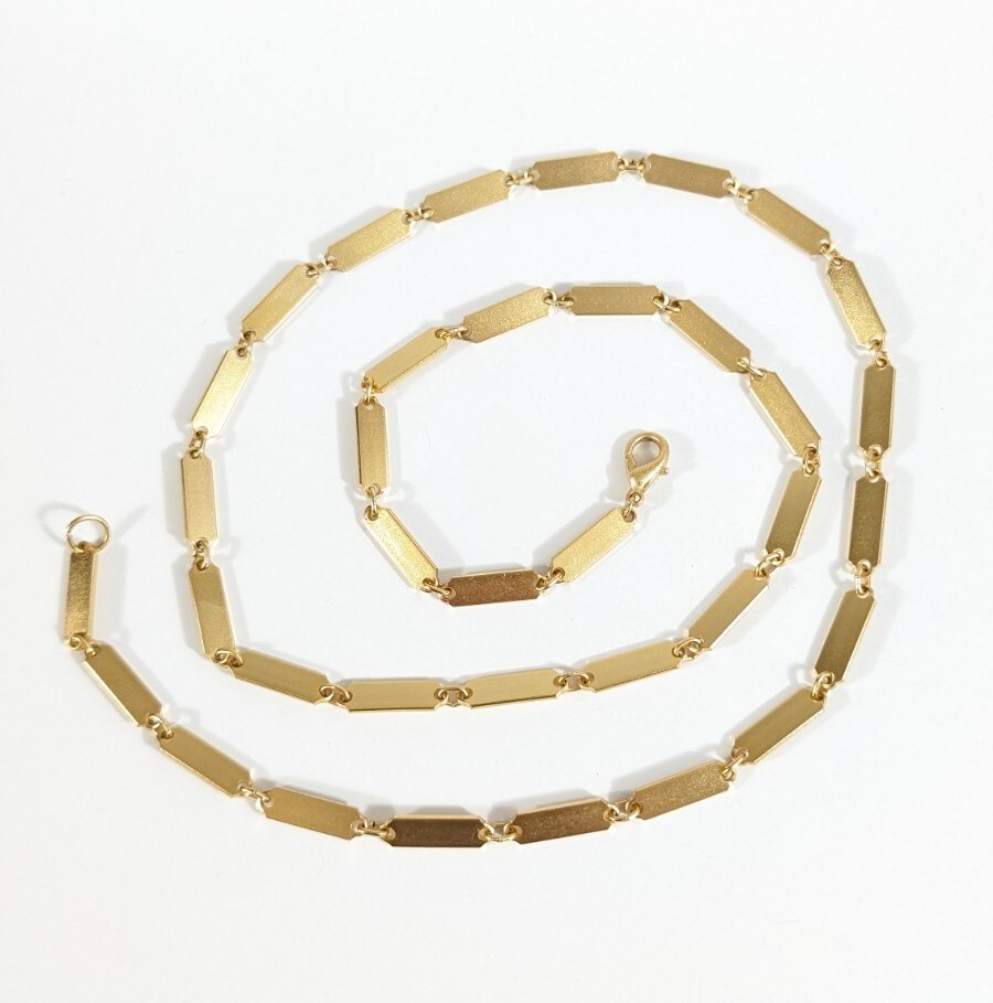 Matte Gold Toned Flat Bar Chain Layering Necklace - 31 Inches | eBay