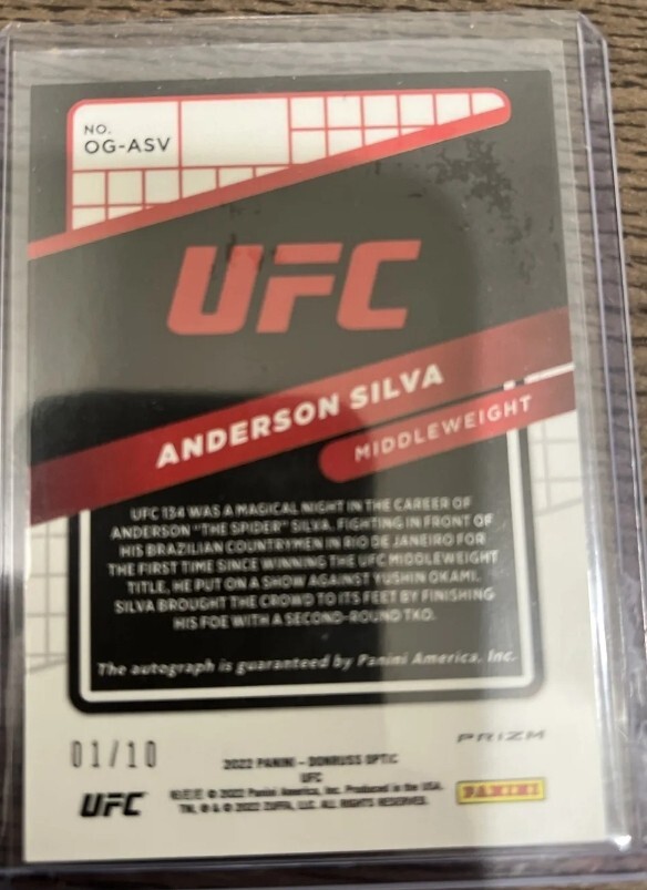 ANDERSON SILVA 1/10. 1/1 ebay 2022 Panini Donrus GOLD PRIZM AUTO. DEBUT ...