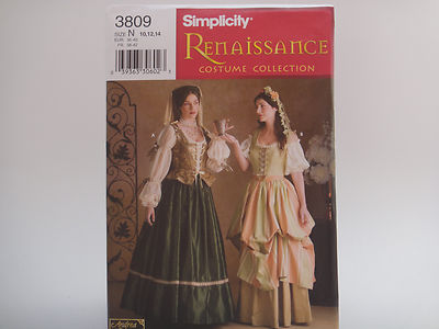 Simplicity 3809 Renaissance Costume Coll. Blouse/Vest/Skirt/Hat Pattern ...
