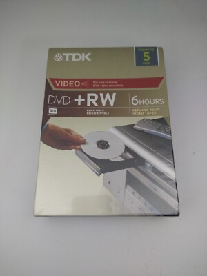 TDK DVD+RW 5 Pack of 4.7GB 6 Hours in EP Rewriteable DVD Blank Discs ...