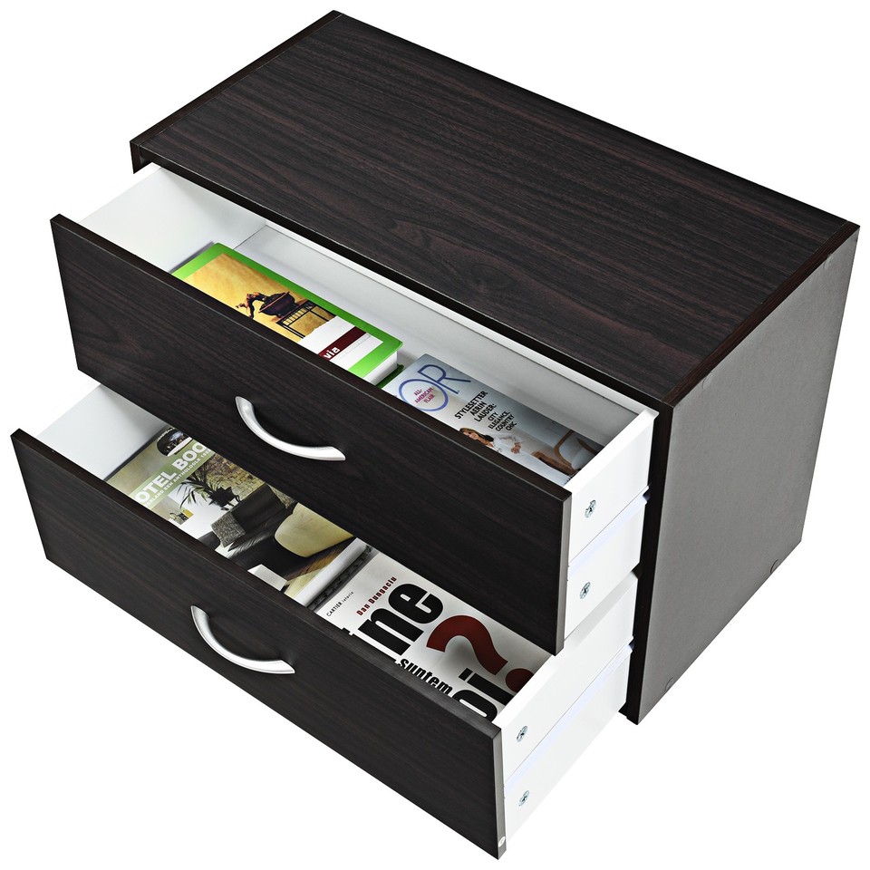 Costway 2 PCS 2-Drawer Stackable Organizer Horizontal Cabinet Dresser ...