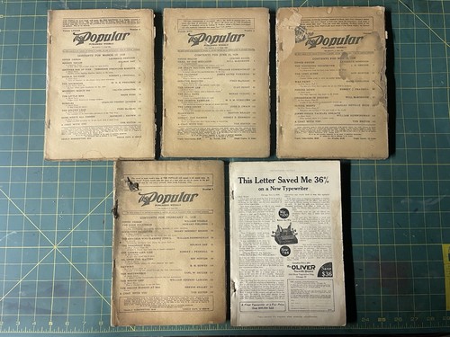 Vintage Lot of 5 The Popular Magazines 1920’s – No Covers – Poor ...