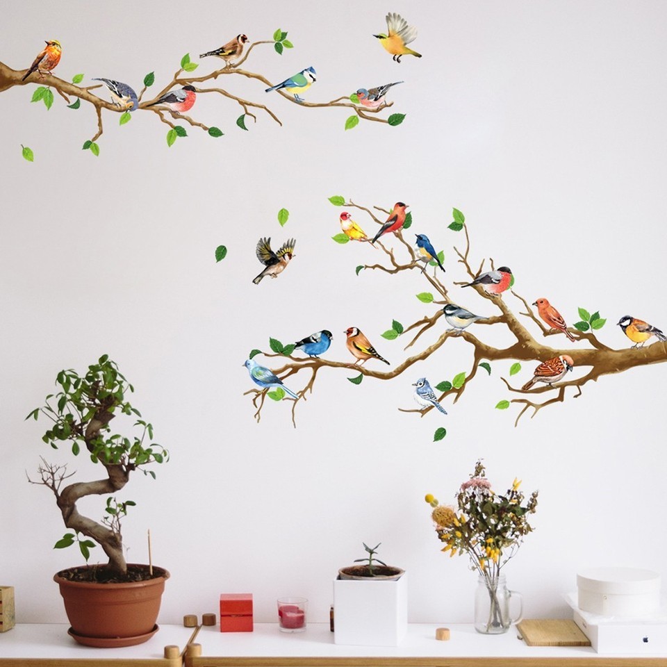 Bird Tree Branch Removable Wall Stickers Great for Home or Office Decor ...