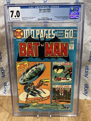 Batman 258, CGC 7.0 100 Page Giant 1st Arkham Hospital Asylum Two Face ...
