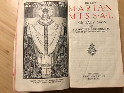 The New Marian Missal Sylvester Juergens 1959 Book Printed In Belgium ...