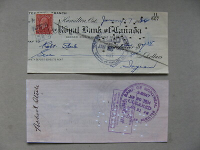 CANADA, bank cheque 1934, stamp used as revenue | eBay