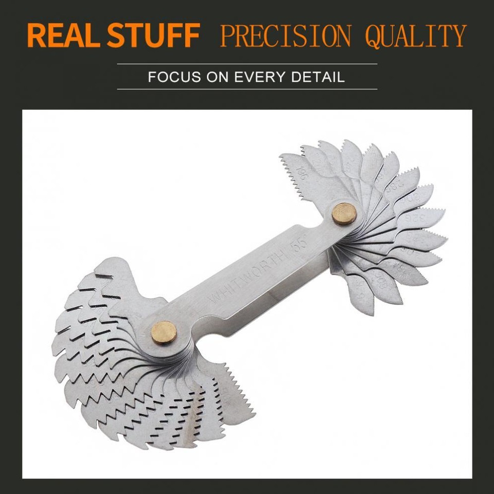 Thread Pitch Gauge SAE Stainless Steel Screw Pitch Measuring Tool ...