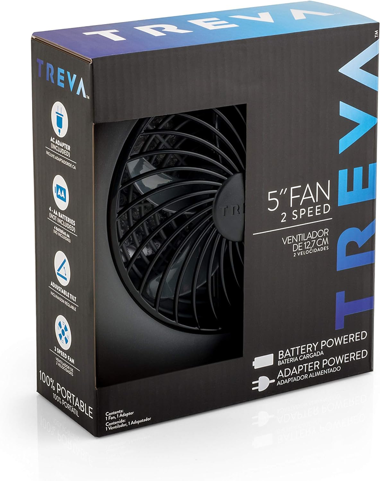 Fan Portable Desk Fan Cooling Air Fan 2 Cooling Speeds Treva 5 Inch ...