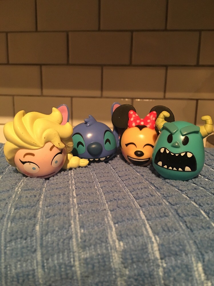 LOT OF 4 FUNKO DISNEY MINNIE MOUSE ELSA SULLY STICH HEAD FIGURES 2016 ...