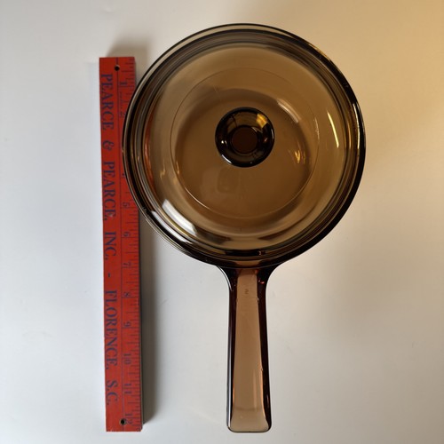 Set Of 6 Visions Corning Ware Amber Brown Glass Pots Pan w/lids 1L .5L ...