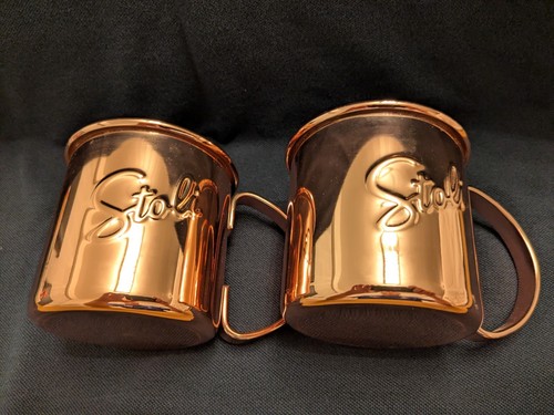 2 x Stoli Vodka Copper Moscow Mule Mug Copper Plated Stainless Steel ...