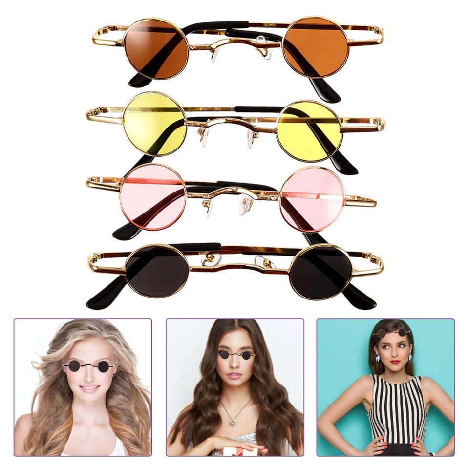 4pcs Mini Round Sunglasses Small Round Eyewear Vintage Hip Hop ...