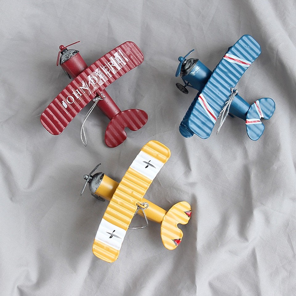 3 Count Airplane Model Retro Iron Art Ornament Creative Aircraft | eBay