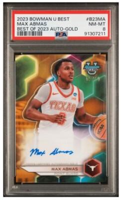 2023-24 Bowman U Best #B23MA Max Abmas Autographs Gold /50 PSA 8 - FREE ...