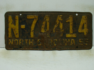 1955 North Carolina License Plate N - 74414 Vintage 12271 | eBay