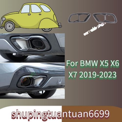 For BMW X5 X6 X7 2019-2023 Carbon Fiber Style Rear Tail Exhaust Muffler ...