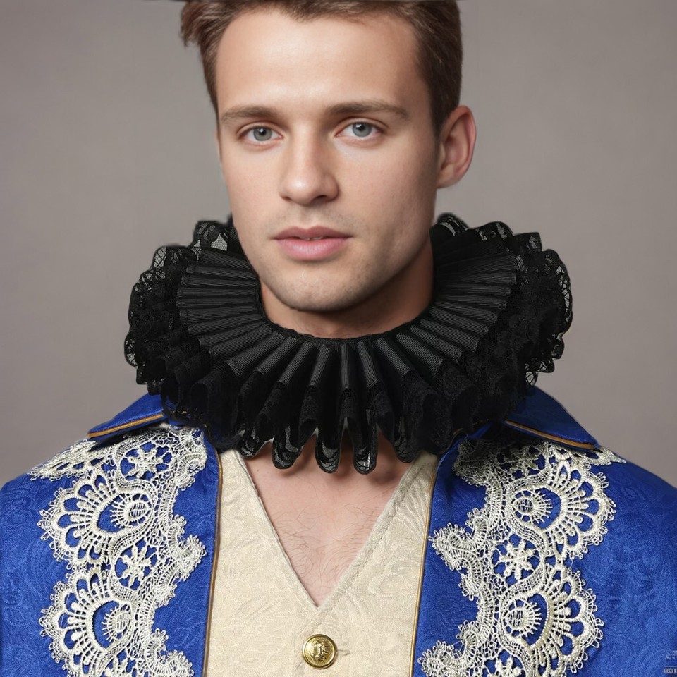 Elizabethan Ruff Collar Victorian Glitter Ruff Collar Renaissance Neck ...