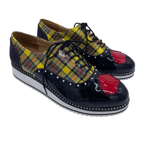 Torrid Betsey Johnson Shoes 12WW Oxford Patent Glitter Plaid Punk ...