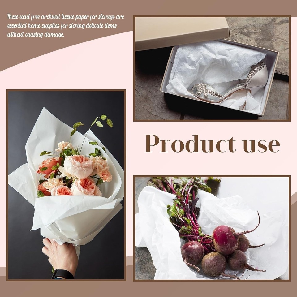 200 Sheets 20 X 30 Inch Acid Free Tissue Paper for Storage, Unbuffered ...