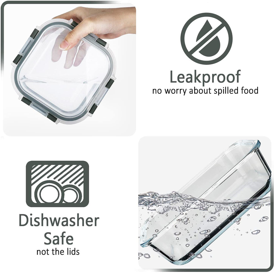 30 Pieces Glass Food Storage Containers with Upgraded Snap Locking Lids ...