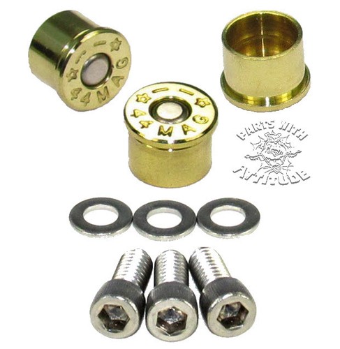 3 BRASS 44 MAG BULLET BOLT CAPS FOR HARLEY DERBY COVER (set of 3 BRASS ...