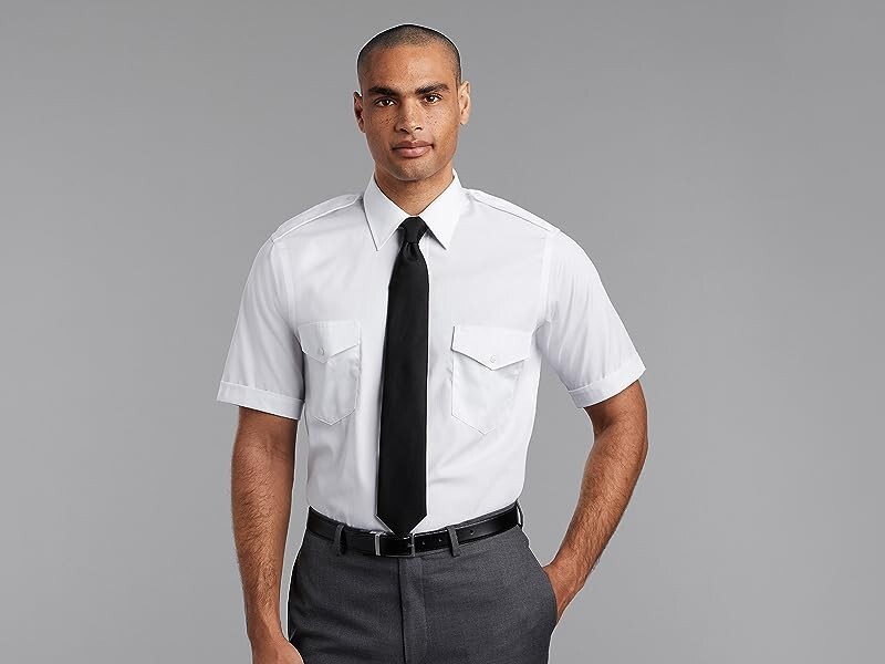 "Commander" Pilot Shirt by Van Heusen - Men's Short Sleeve White ...