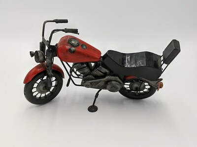 Vintage Hand Made Tin Metal Art Motorcycle Chopper Model Toy Display 12 ...