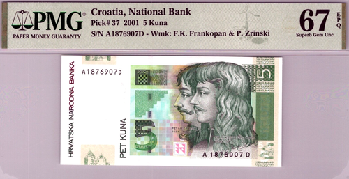 Croatia 5 Kuna 2001 PMG 67 EPQ SUPERB GEM UNC Pick # 37 | eBay