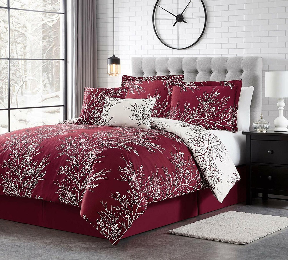 Wine Colored King Bedspreads 7 Piece King Elisa Bedding Comforter Set