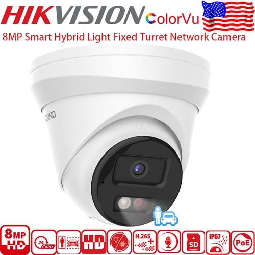 Hikvision 8MP ColorVu IP Camera Smart Hybrid Light Mic Human Vehicle ...
