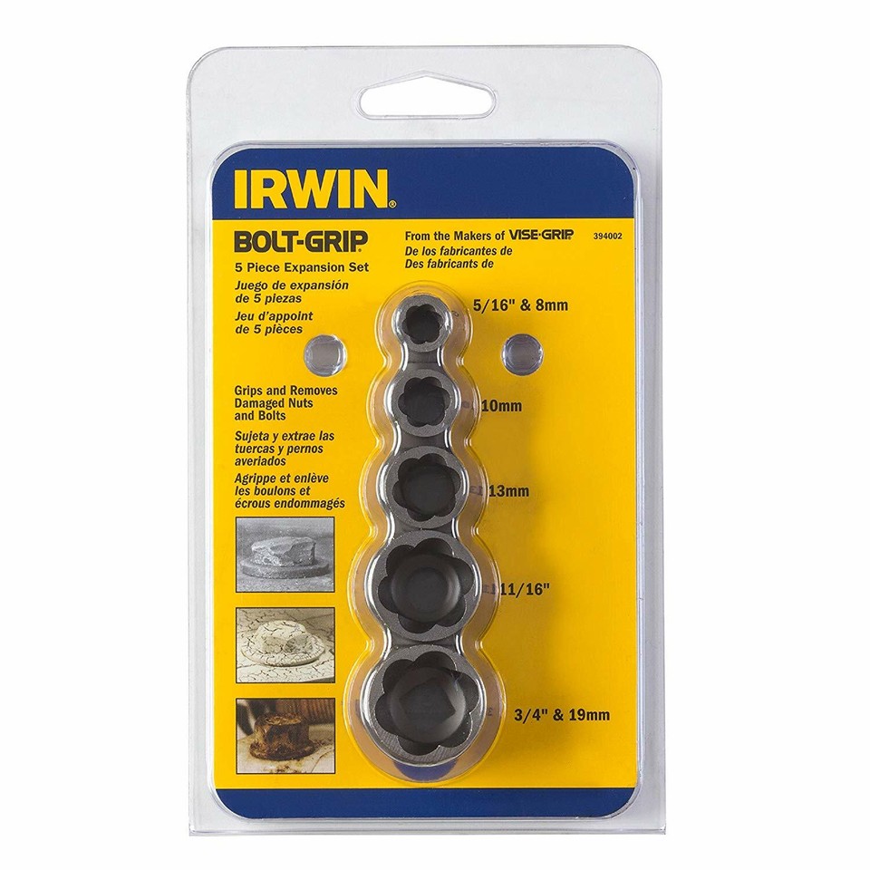 IRWIN Bolt Grip 5 Piece Extractor Tool Kit Set To Remove Rounded Bolt ...