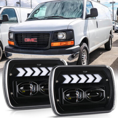 2PC 7x6'' 5x7'' LED Headlights Hi/Lo/DRL for GMC Savana 1500 2500 3500 ...