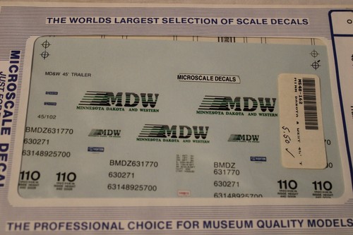 O Scale Microscale, Minnesota Dakota & Western 45' Trailer Decal Set ...
