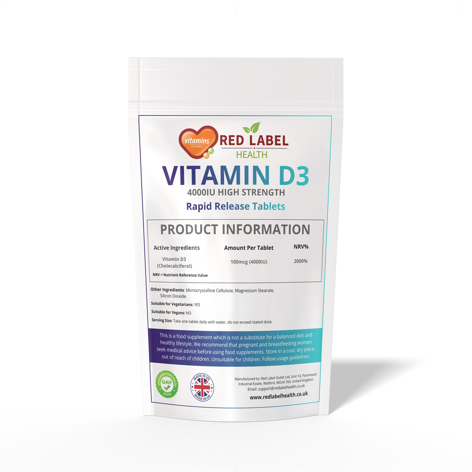 Vitamin D3 4000IU High Strength Tablets for Immune Support, Bones, Skin ...