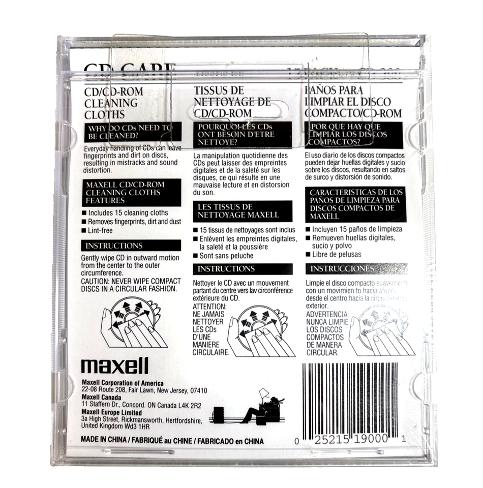 Maxell 15 CD/CD ROM Cleaning Cloths, Sealed New Old Stock | eBay