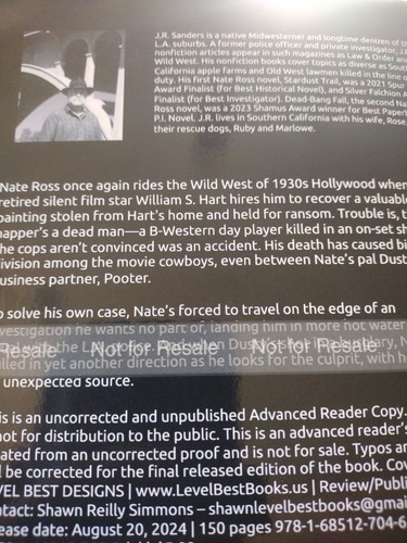 J R Sanders A Killing Way (Paperback) Nate Ross Novel Advanced Review ...